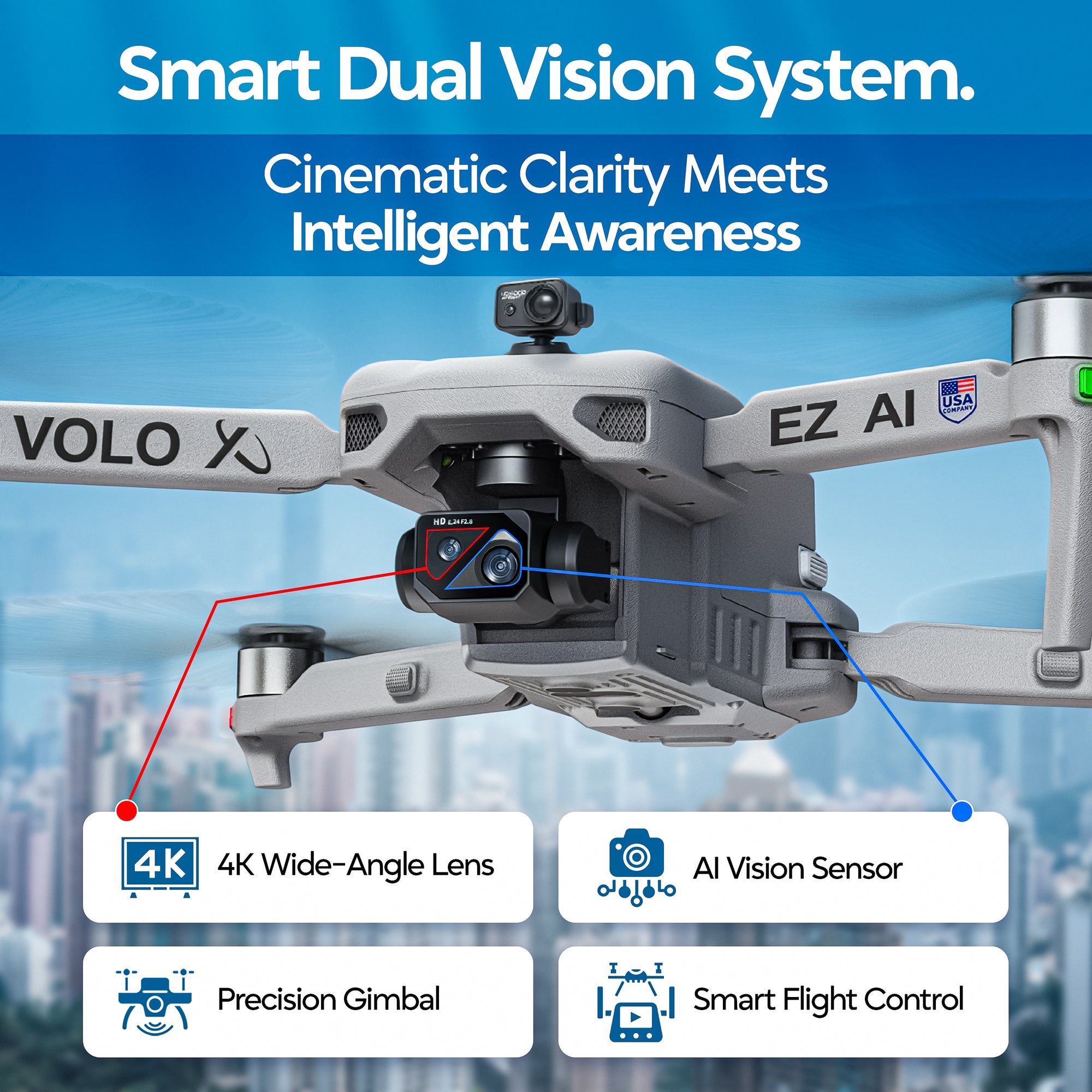Volo X EZ AI Camera Drone from DCX Unlimited – DCX Unlimited Inc